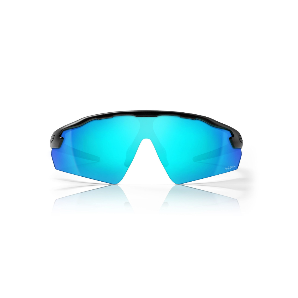 Safe Style Phantoms Black Frame Reflectors Blue Lens Glasses